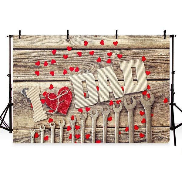 Buy I Love Dad Backdrop for Father's Day Photography Wood Floor ...