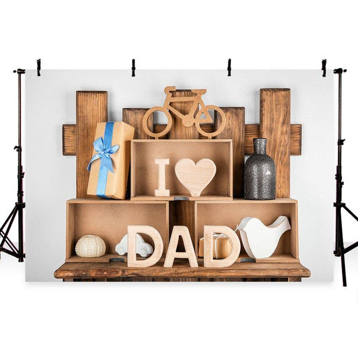 Buy I Love Dad Wood Backdrop Happy Father's Day Photography Background ...