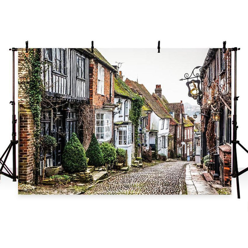 Buy City Small Town Street Scenery Backdrop Photography Background ...
