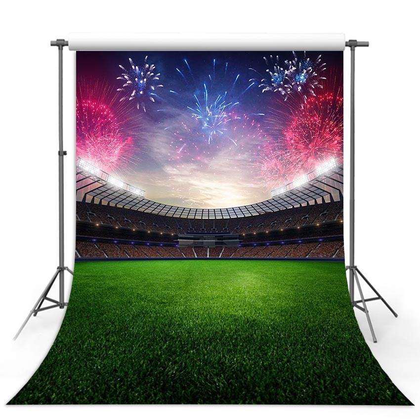 Buy Stadium with Fireworks Backdrop Football Field Sports Photography ...