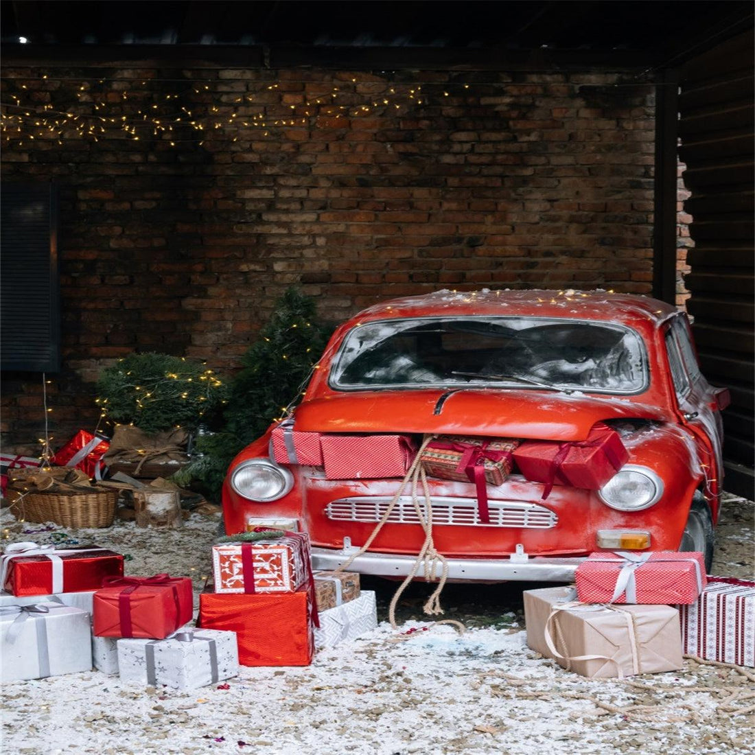 Vintage Old Car Snow Christmas Backdrops for Mini Session – Starbackdrop