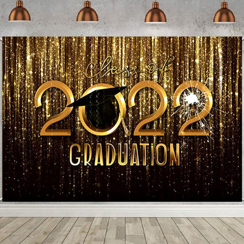 Gold Sequin Glitter Graduation Party Backdrop Background for Photograp ...