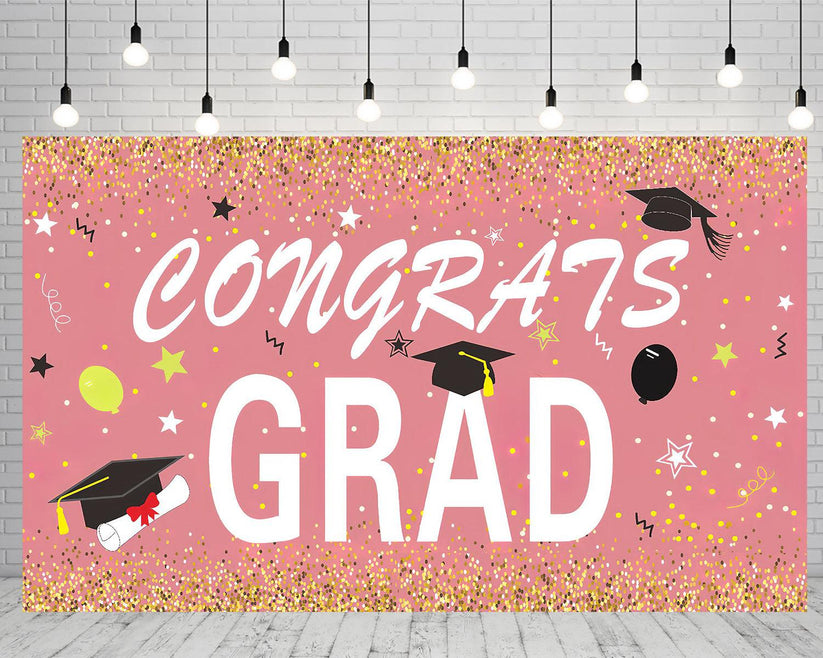 Graduation Celebration Backdrop Graduation Pink Background Graduation ...