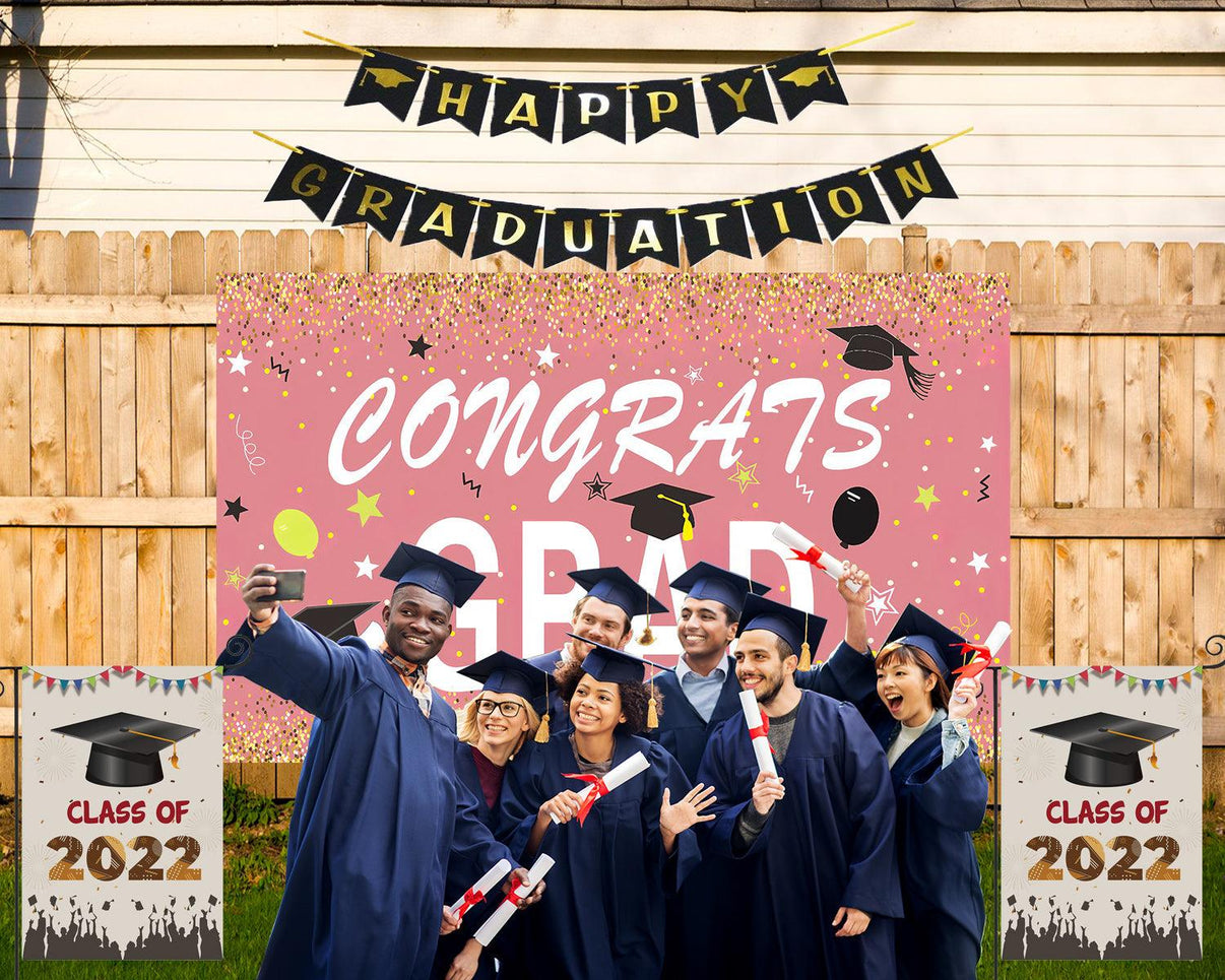Graduation Celebration Backdrop Graduation Pink Background Graduation ...