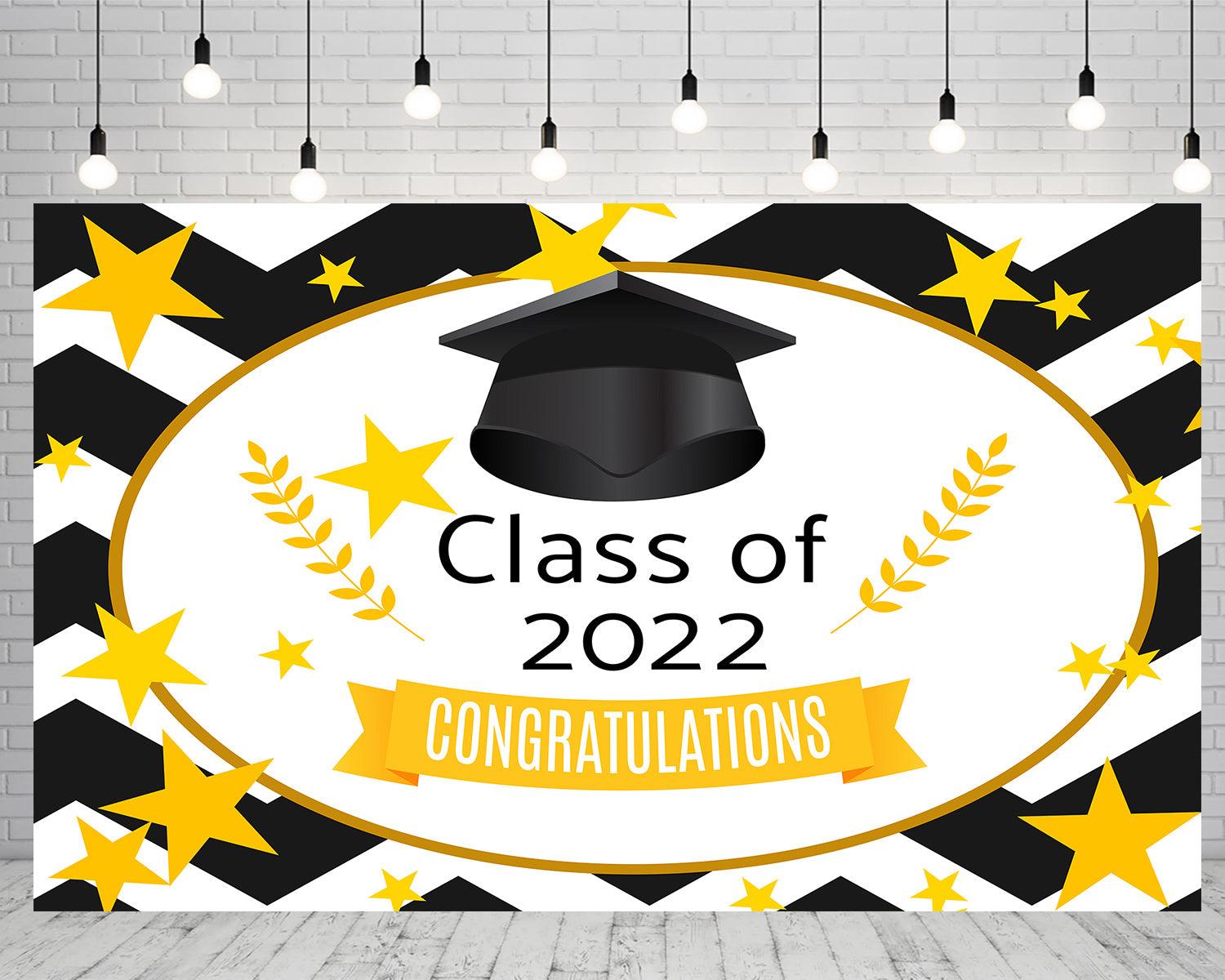 Black and White Background Graduation Party Decorations Yellow Photo B ...